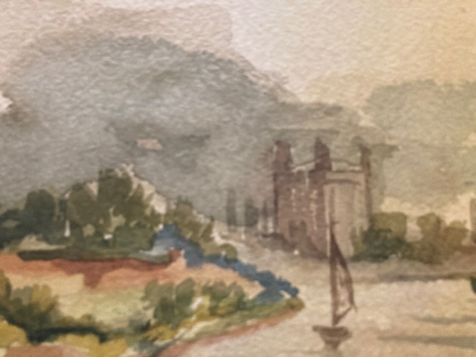 Beautiful Drawing Watercolor Hage 1958 Bremen Weser Castle Of Water ...