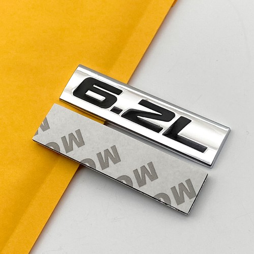 2x Chrome Black Metal Fender Trunk 6.2L Emblem V6 V8 Engine Logo 3D ...