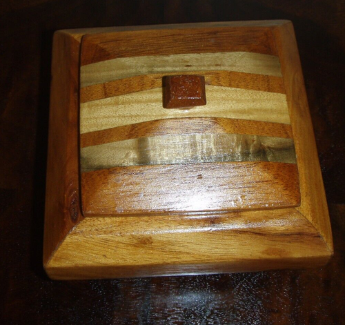 Square (5") Wood Jewelry/Trinket/Keepsake Box-Plush Lining | eBay