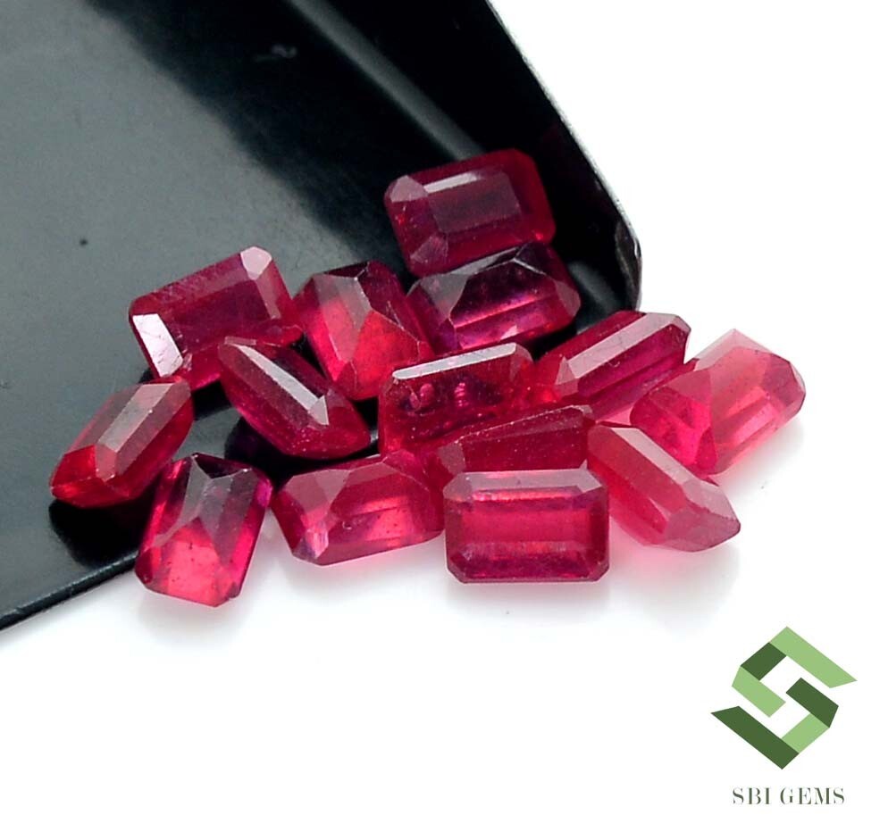 6x4 mm Natural Ruby Octagon Cut Lot 14 Pcs 13.43 CTS Faceted Loose ...