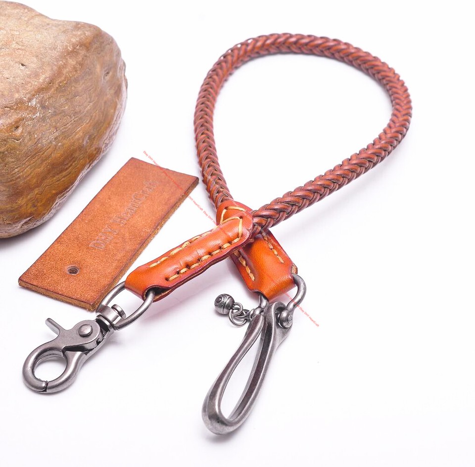 24" Men Handmade Quality Leather Braided Motocycle Trucker Jeans Wallet ...