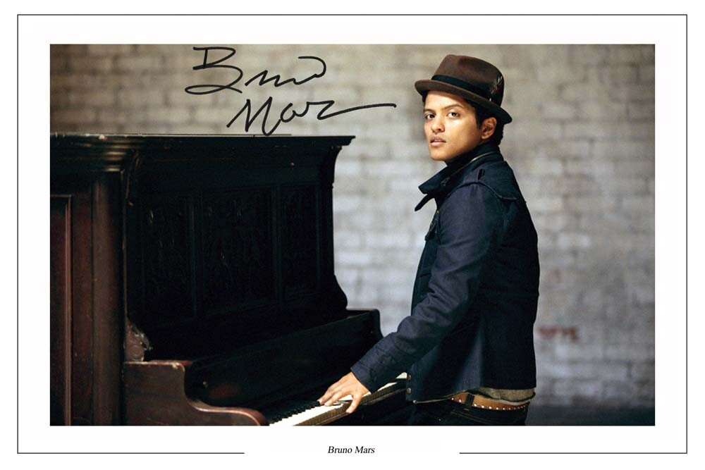 BRUNO MARS SIGNED PHOTO PRINT AUTOGRAPH MUSIC | eBay UK