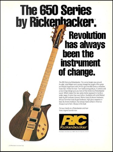 Rickenbacker Sierra 650 Series guitar 1993 advertisement 8 x 11 ad ...