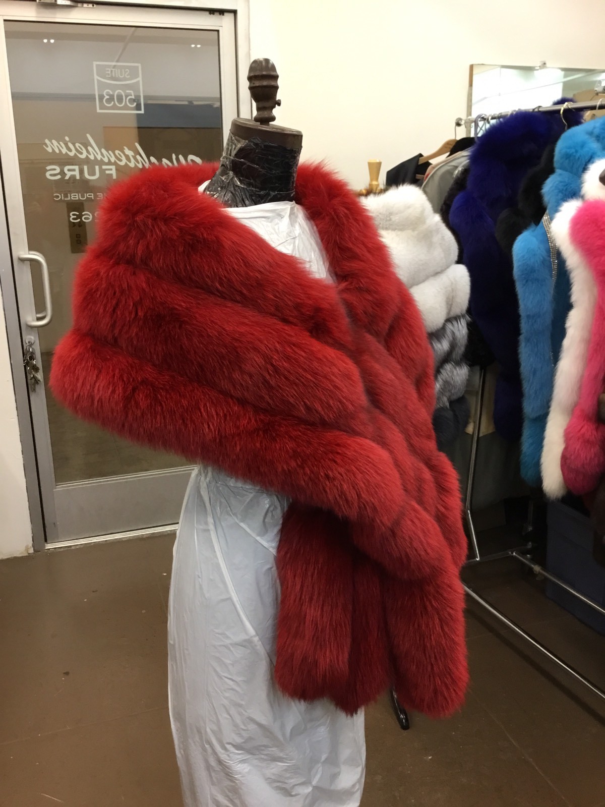 MONROE DYED RED FOX 3 ROW STOLE FULL SKIN CAPE WRAP SHRUG TAILS NEW | eBay