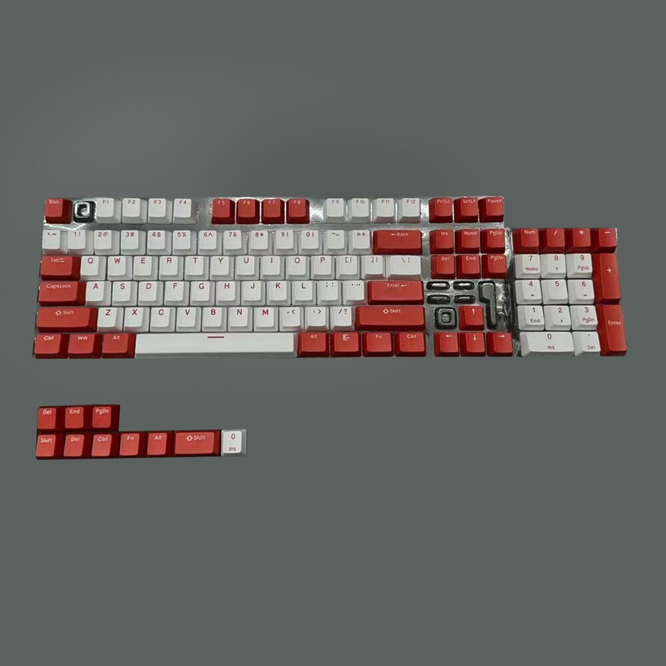 White Red Double Shot Keycaps Set OEM Profile for Cherry MX Mechanical ...
