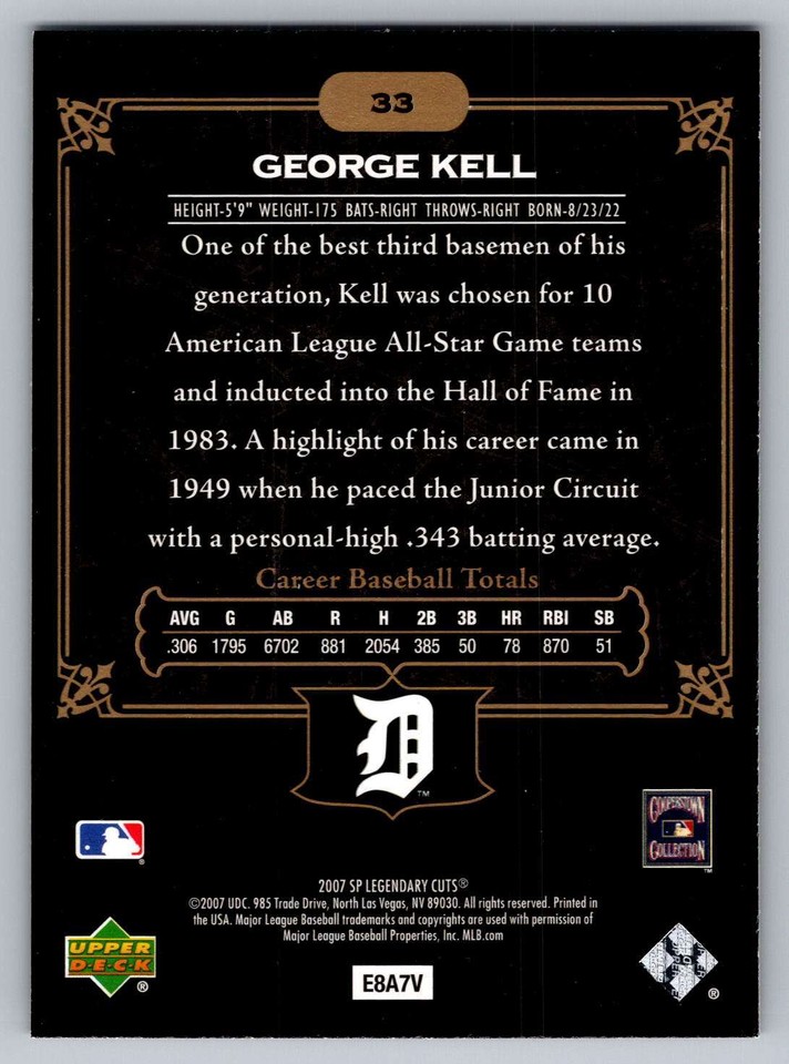 2007 SP Legendary Cuts #33 George Kell | eBay