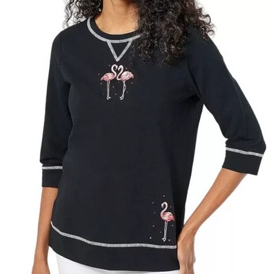 Quacker Factory Size 2X Black Multi-Sparkle 3/4 Sleeve Knit Top | eBay