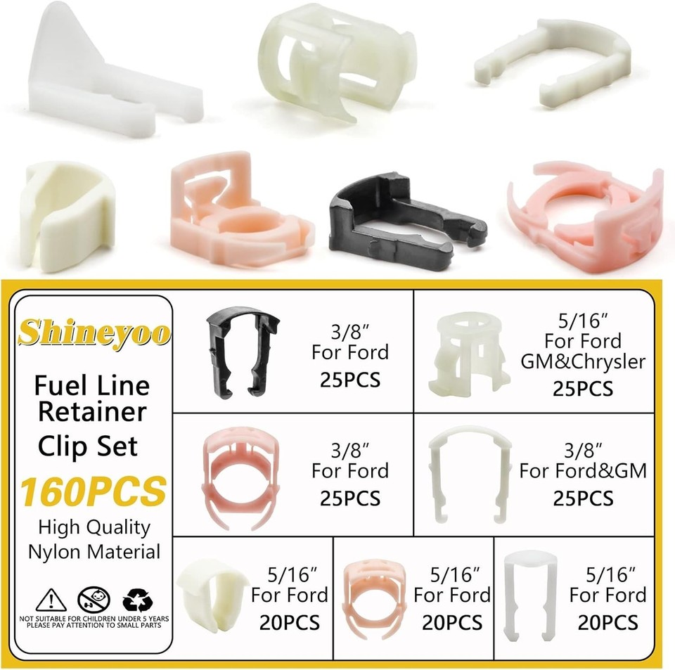Fuel Line Retainer Clips 160PCS, 3/8 & 5/16 Fuel Line Retaining Clip ...