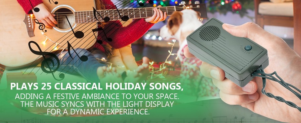 Musical Christmas Lights Plays 25 Songs 8 Function 140 Lights 31.2 Ft ...