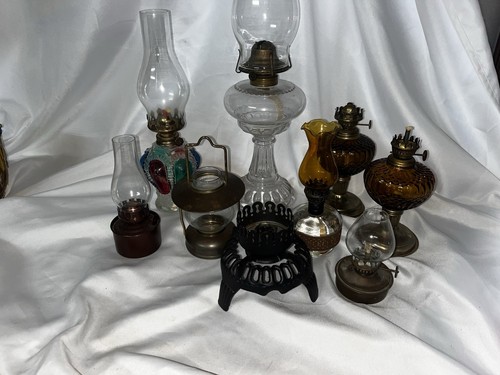 Lot of 9 Vintage Kerosene Oil Lamps - See description for details | eBay