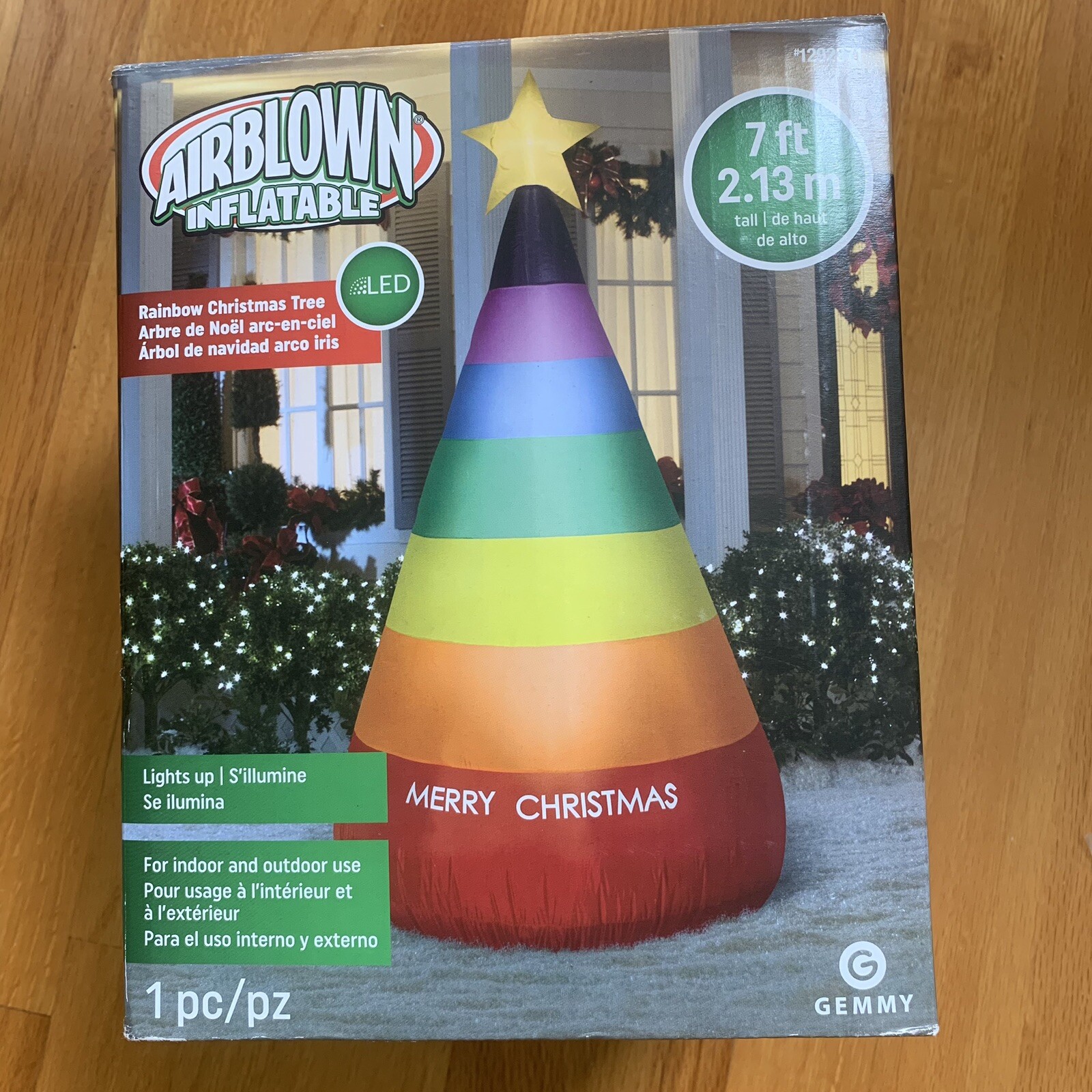 Rainbow Christmas Tree Gemmy 7 foot Airblown Inflatable Lights LGBTQ ...