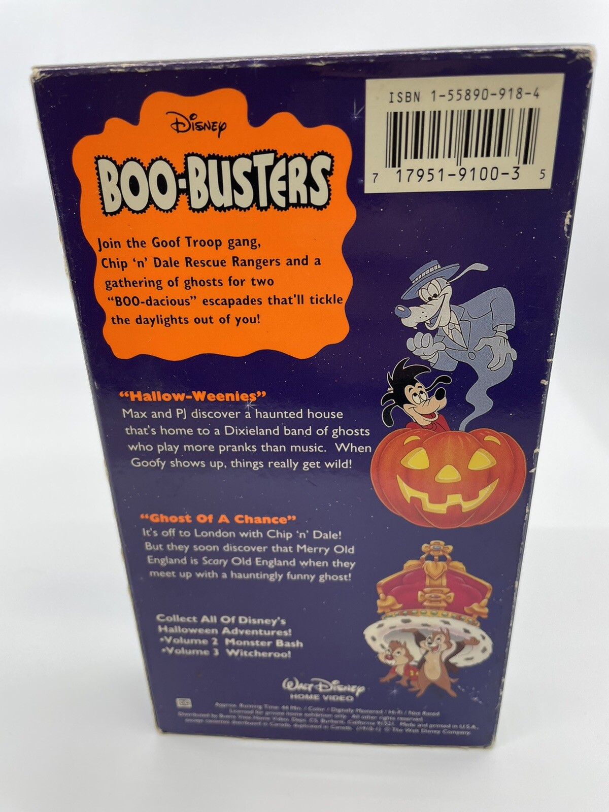 Disney Boo-Busters VHS ghostly episodes of Goof Troop, Rescue Rangers ...