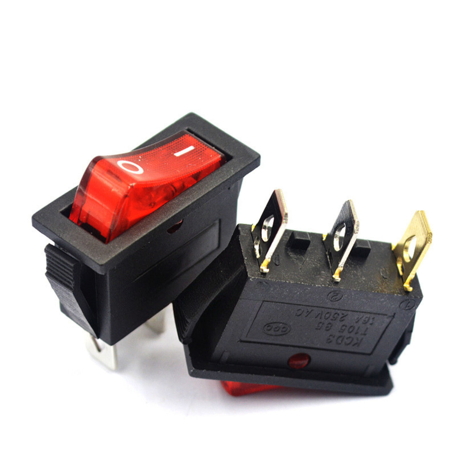 KCD3 2/3 Position Rectangular Rocker Switch 2/3 Pin ON/OFF Red Green ...