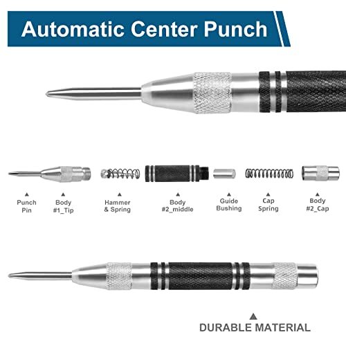 2pcs Heavy Duty Automatic Center Punch 5'' Premium Steel Spring Loaded ...