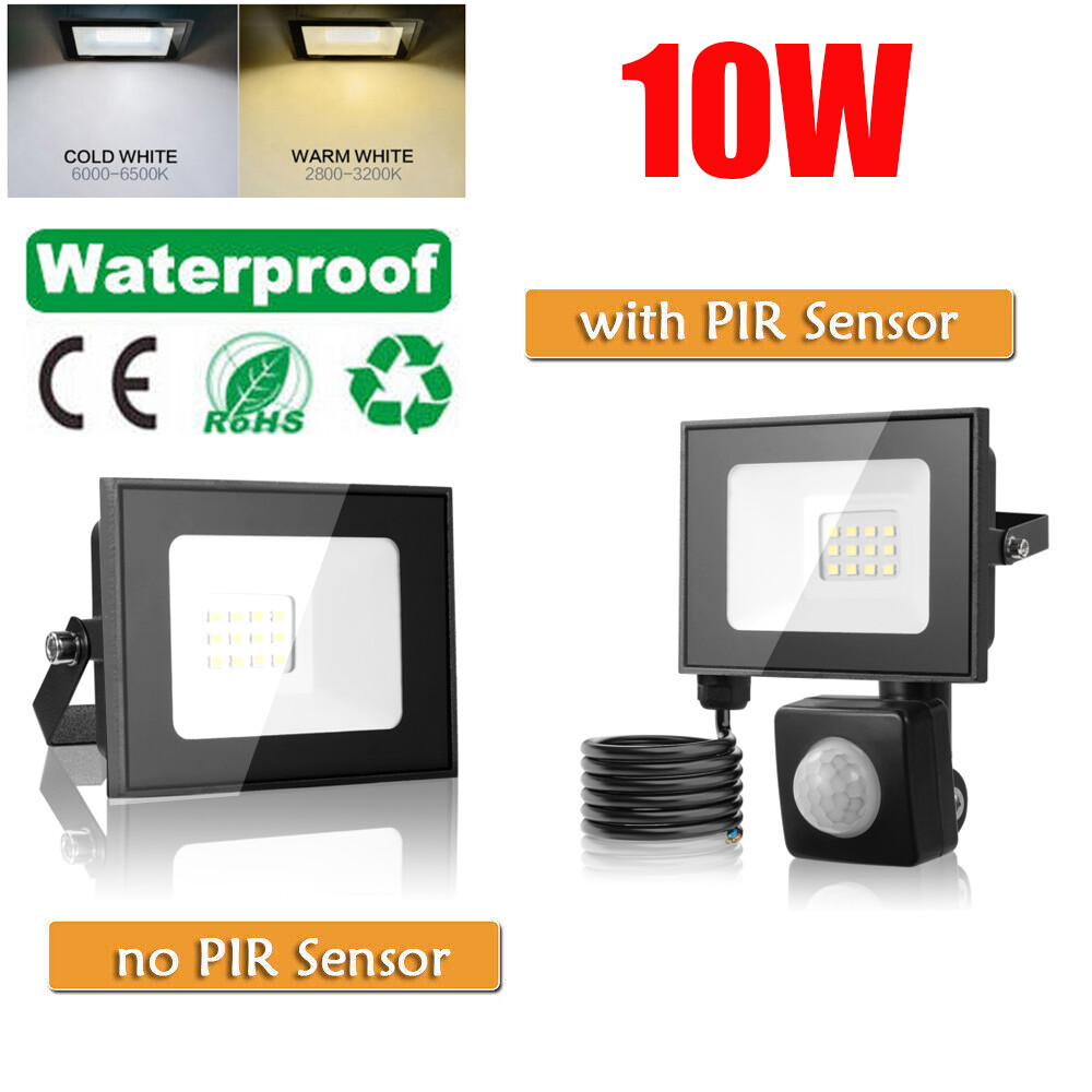 LED Floodlight PIR Motion Sensor Garden Flood Security Light Outdoor ...