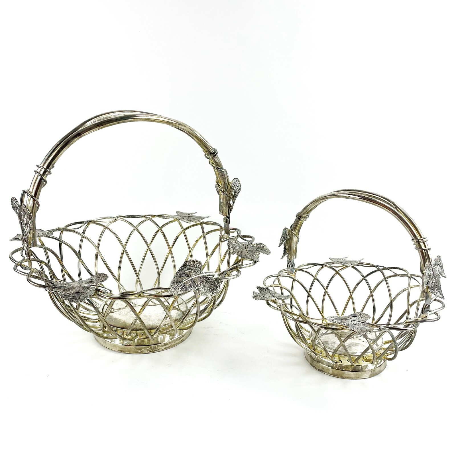 Godinger Silver Plated Serving Baskets Wire Handle Grape Leaves Only ...