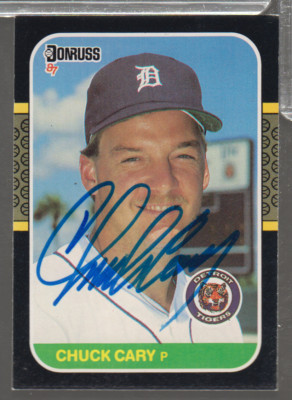 Chuck Cary Tigers Autographed 1986 Leaf Donruss #461 w/COA ...