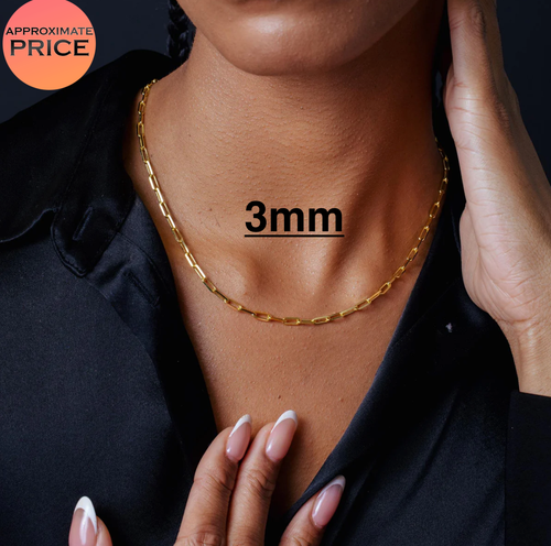 3mm Paperclip Link Chain Necklace 14K Yellow Gold-Plated Sterling ...