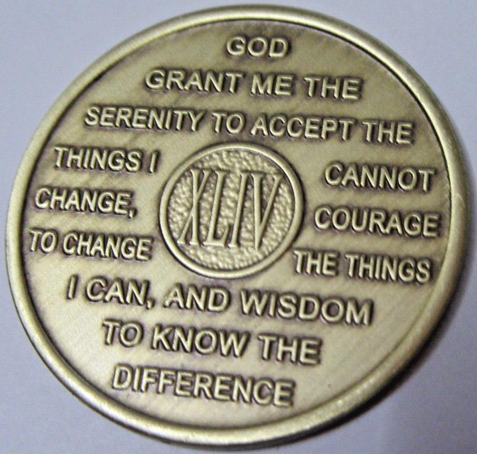 Al-Anon AA 44 Year Bronze Medallion Coin Serenity Recovery GA OA Token ...