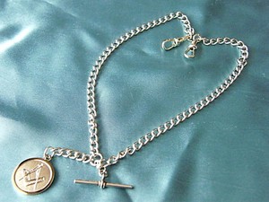 QUALITY MASONIC BADGE OLD SILVER LOOK DOUBLE ALBERT POCKET WATCH FOB ...