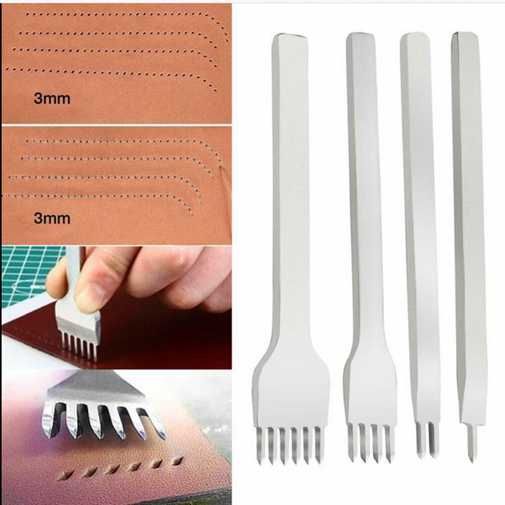 4Pcs Leather Hole Punch Chisel Leather Craft Stitching Tools Hammer 3/4 ...