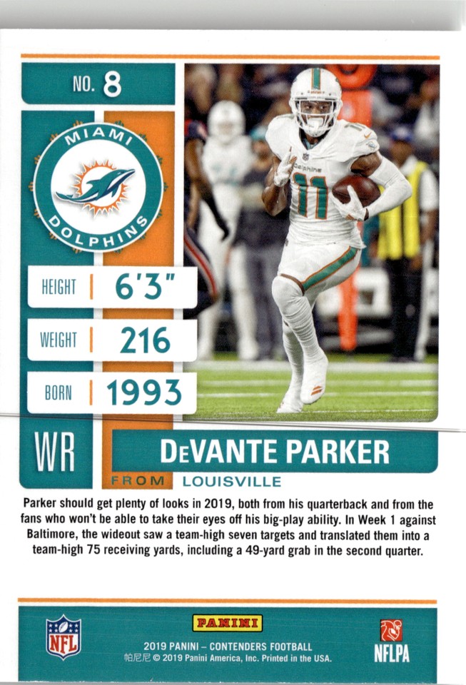 2019 Panini Contenders #8 DeVante Parker | eBay