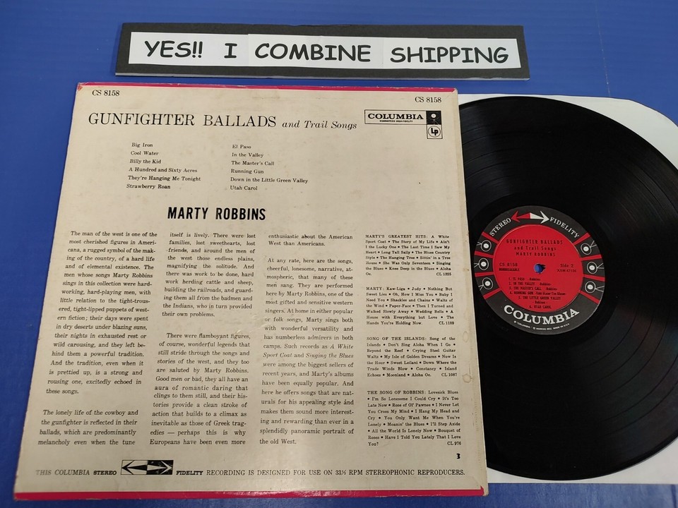 Marry Robbins - Gunfighter Ballads And Trail Songs -Country LP Columbia ...