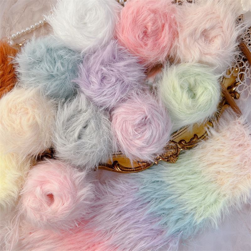 50g Faux Fur Mink Wool Yarns Hand Knitting Flurry Fleece Polyester Yarn ...