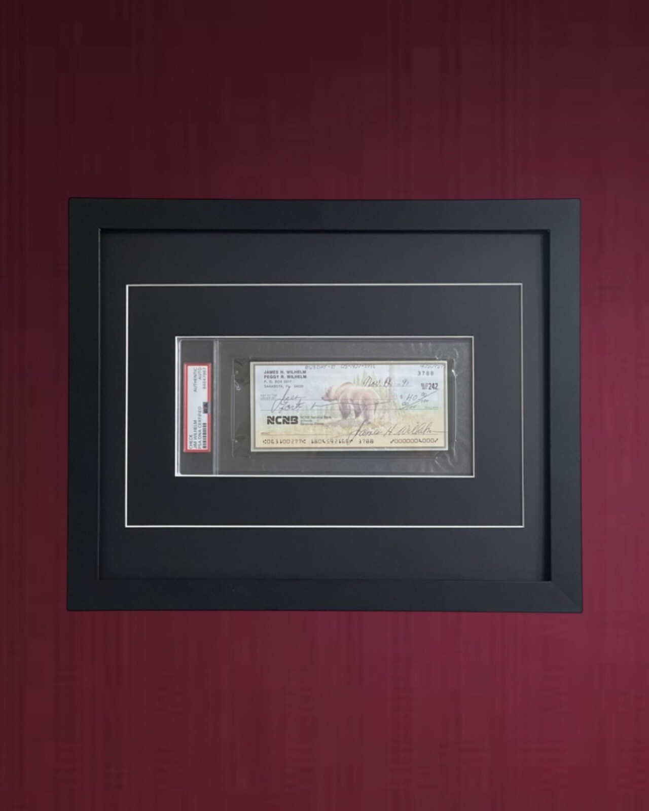 11 X 14 BLACK WOOD FRAME WITH TWO ACID FREE MATS FOR STANDARD PSA ...