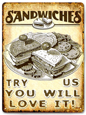 50's DINER deli METAL SIGN sandwich subway VINTAGE style store wall ...