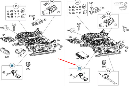 MB C W205 FRONT SEAT LEFT INCLINATION ADJUST. PARTS KIT A0009102209 | eBay