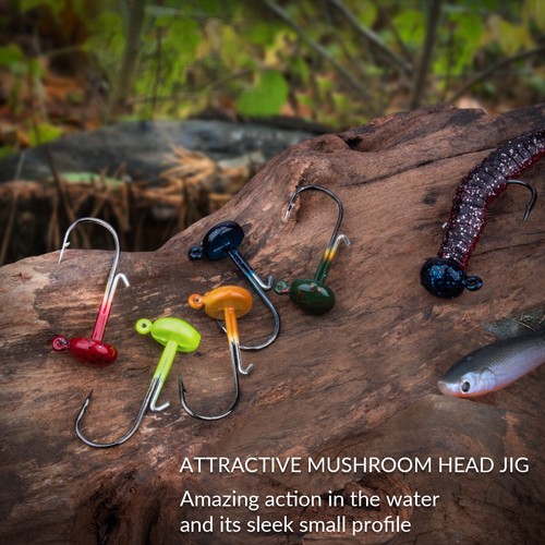 20pcs Ned Rig Jig Head Fishing Mushroom Jig, Multiple Colors, Mustad ...