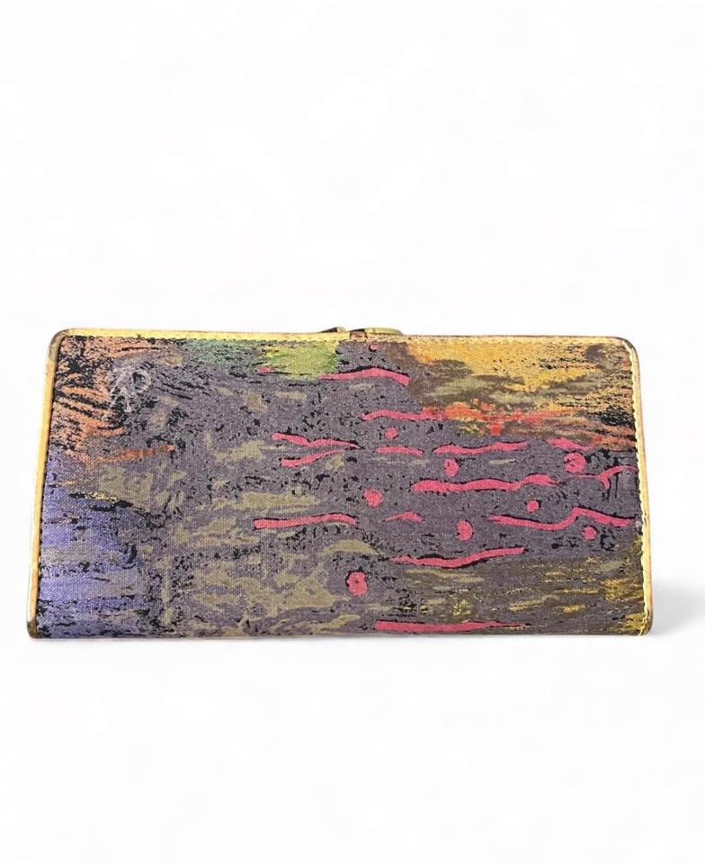VAN GOGH - Wallet VINTAGE Pink Purple Tan Leather Bi Fold Wallet with ...