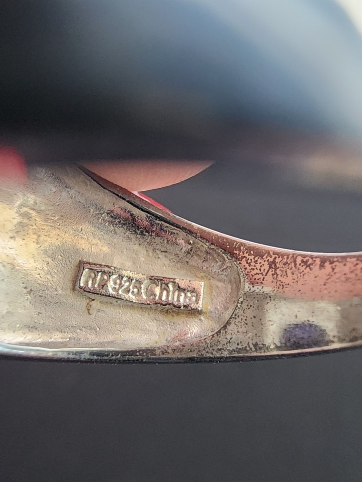 Vintage Mens RP925 China Sterling Silver Ring CZ Purple Stone Bezel Set ...