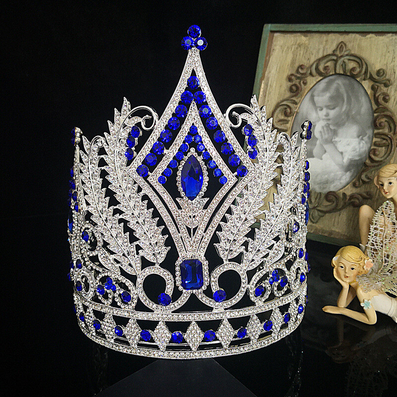 19.5cm Tall Crystal Huge Tiara Crown Wedding Bridal Queen Princess For ...