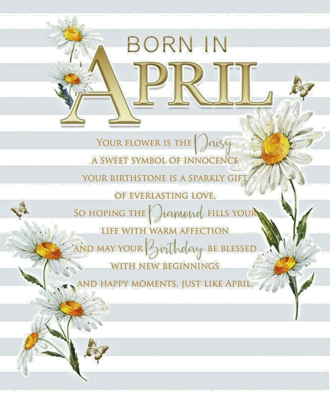 Born In April Birthday Card Female - Foil - Premium Quality - Cherry ...
