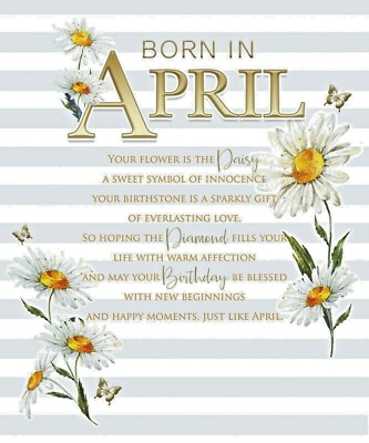 Born In April Birthday Card Female - Foil - Premium Quality - Cherry ...