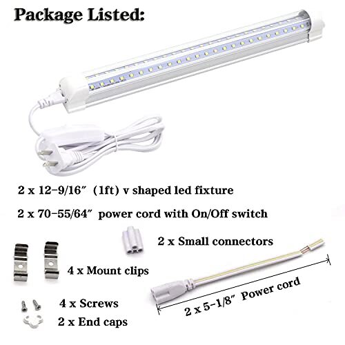 T8 Vshape Integrated Single Fixture 1ft Led Tube Light 1080lm 6000k ...