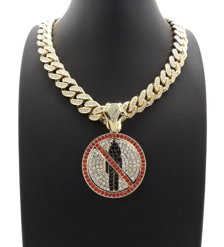 Hip Hop TRAVIS SCOTT LOGO & 12mm 18" Full Iced Cuban Choker Chain ...