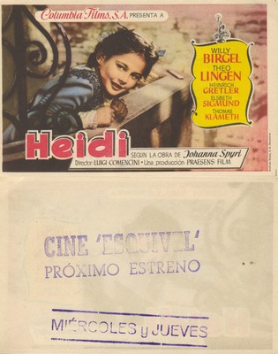 FILM PROGRAM. Movie Title: HEIDI. | eBay UK