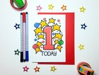 1 ONE TODAY Birthday Card PINK Bubbles 1st Year old card Child Todder ...
