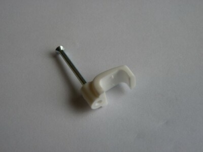 White 14x7 mm Large Shotgun Twin TV Satellite Coax Mains 6mm Cable Clip ...