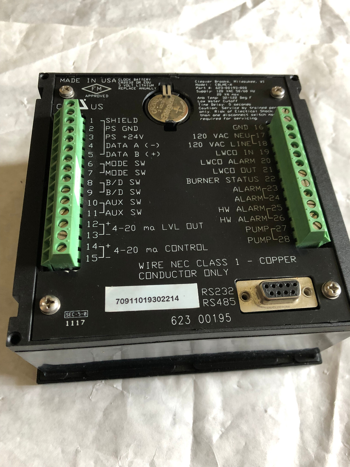 CLEAVER BROOKS 623-00193-000 LEVEL MASTER CONTROLLER,623 0013 000,EC | eBay