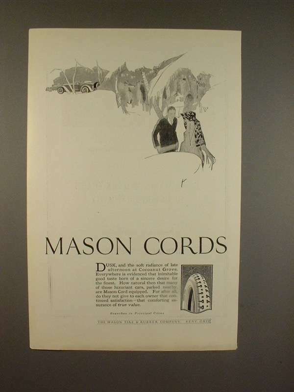1923 Mason Cords Tire Ad - Cocoanut Grove! | eBay