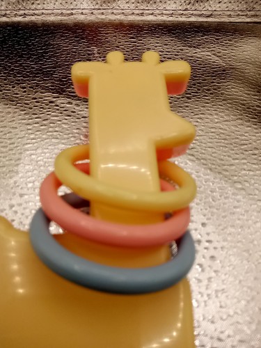 Vintage 1980's Pastel Pink Hard Plastic Giraffe Baby Rattle w/ Teething ...