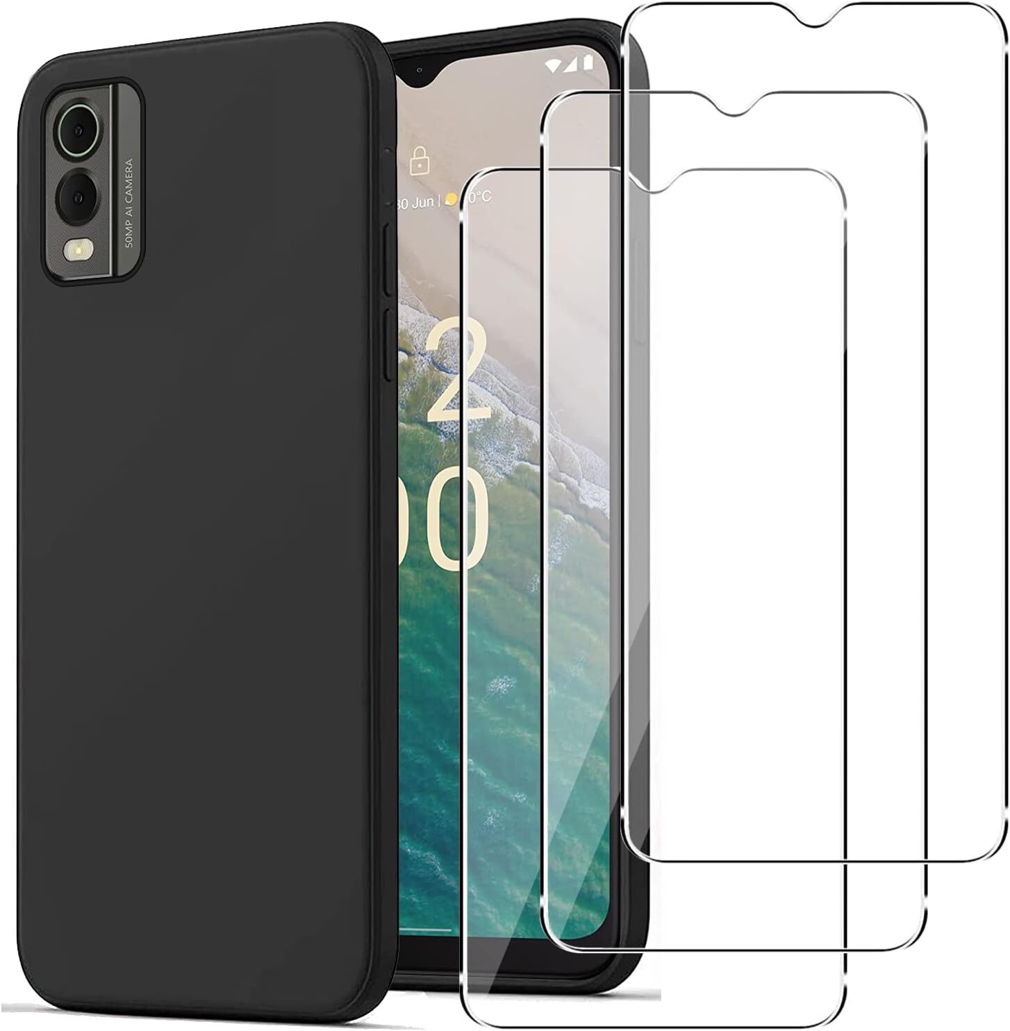 For Nokia C32 Case, Slim Silicone Gel Phone Cover Black | eBay