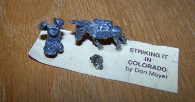 Vintage Mini Pewter Figurines Striking It In Colorado Miner Mule Fool's ...
