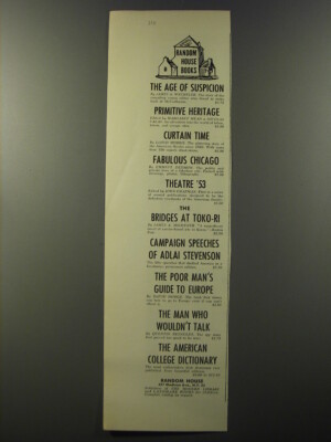 1953 Random House Books Advertisement | eBay