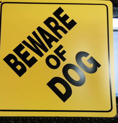 XING Crossing caution plastic sign beware of dog bite bark guard ...