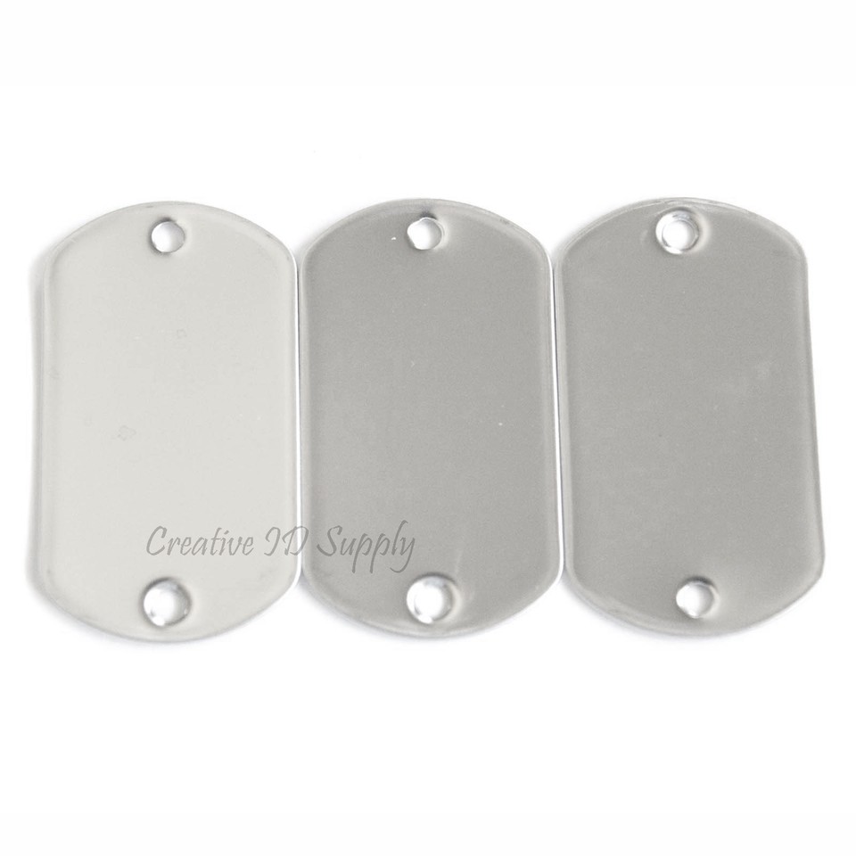 10 TWO HOLE BLANK STAINLESS STEEL DOG TAG SHINY OR MATTE FOR PARACORD ...